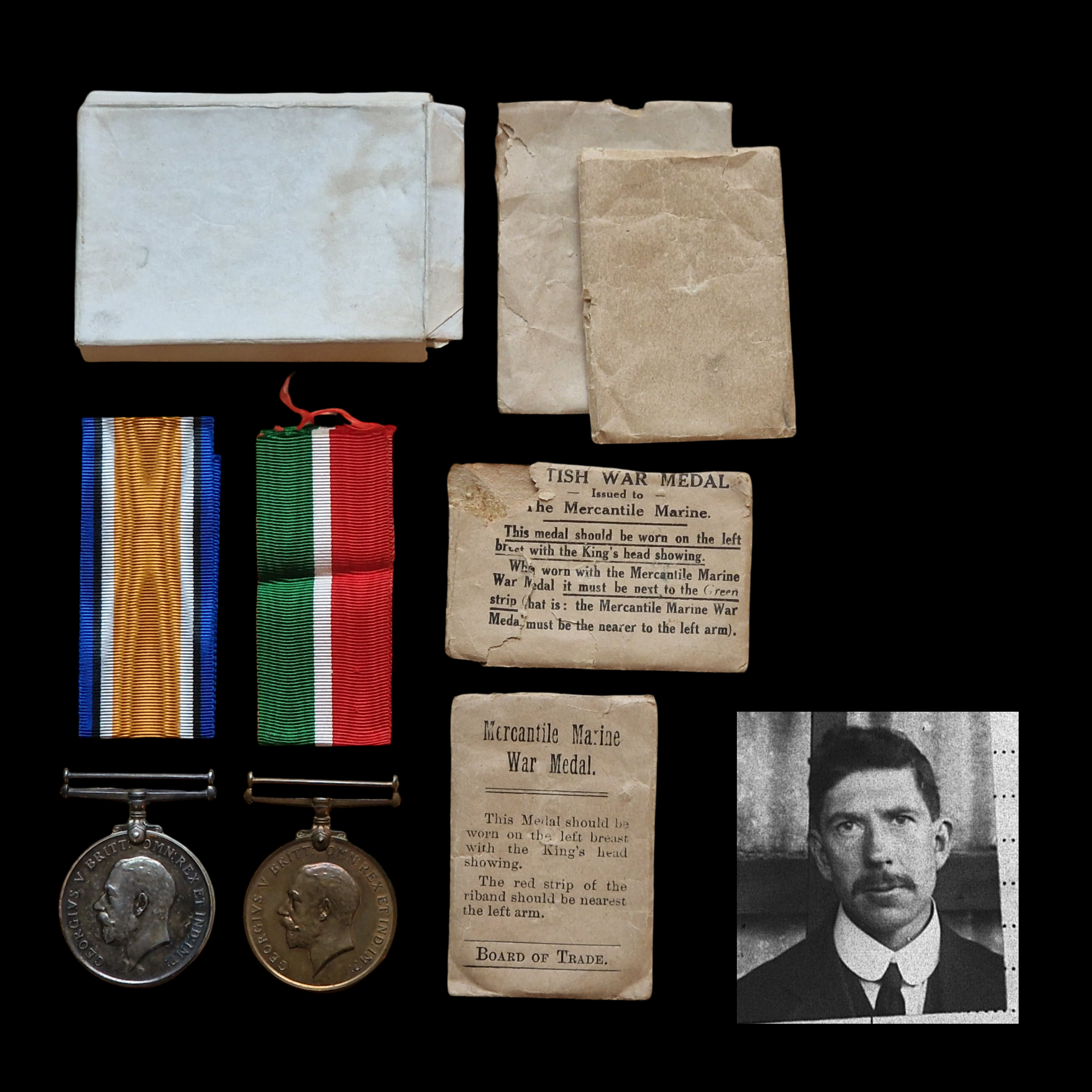Mercantile Marine WW1 British Medal Pair Herbert LOWE Chief Steward Fr ...